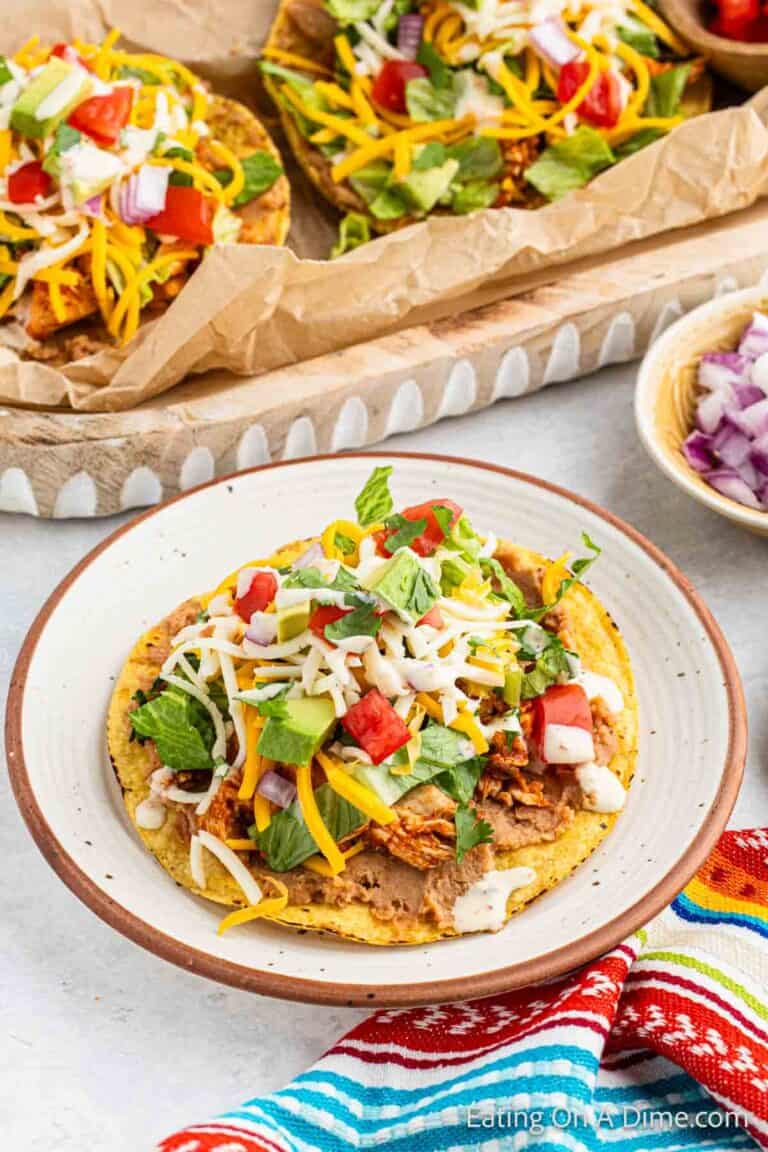 Chicken Tostadas Recipe - Eating on a Dime