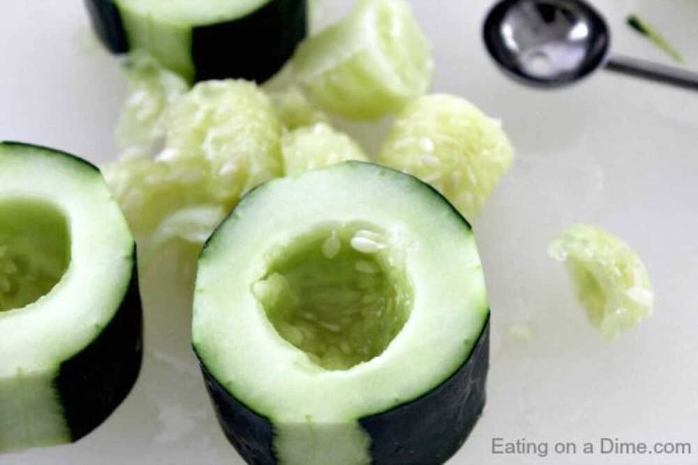 Cucumber Bites - easy after school snack - Eating on a Dime