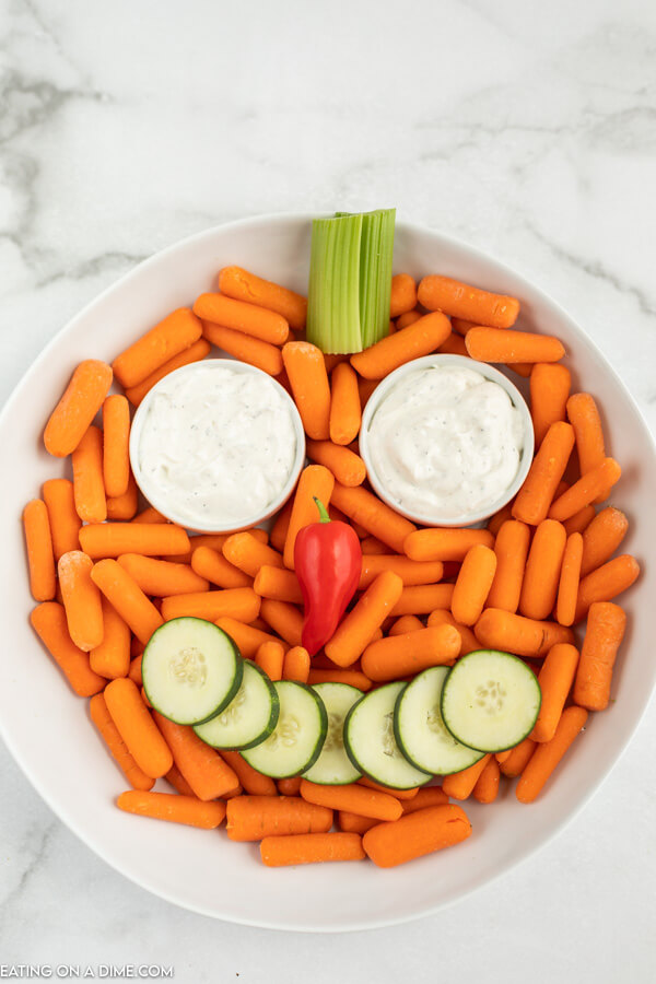 Jack o lantern veggie tray - festive Halloween veggie tray