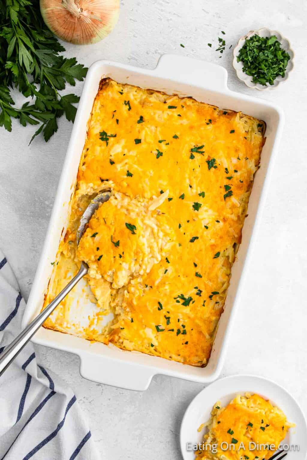 Cheesy Potato Casserole - Eating on a Dime