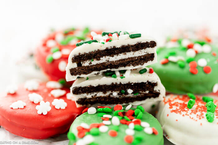 Chocolate Covered Christmas Oreos - Eating on a Dime