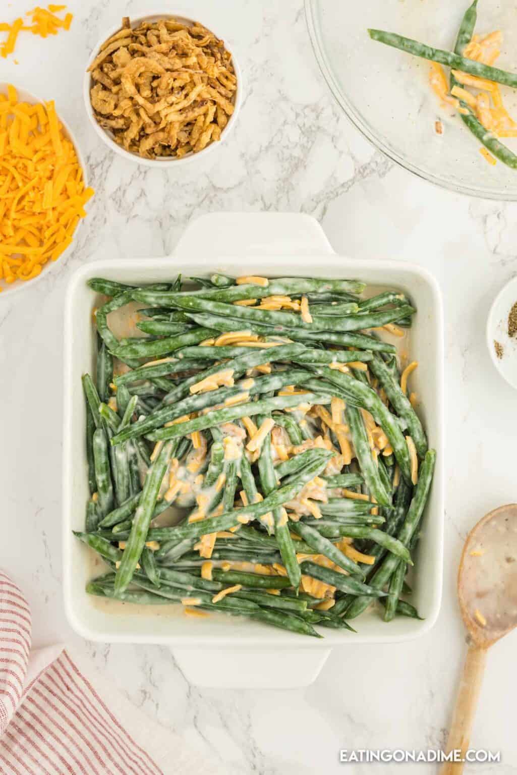 Cheesy Green Bean Casserole - Eating on a Dime