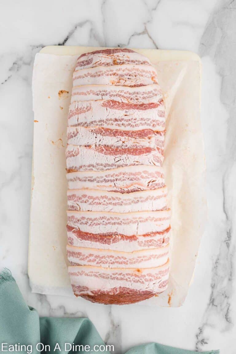 Bacon Wrapped Pork Loin Recipe - Eating on a Dime