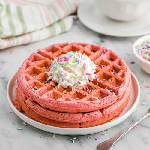 Pink Waffles - Eating on a Dime