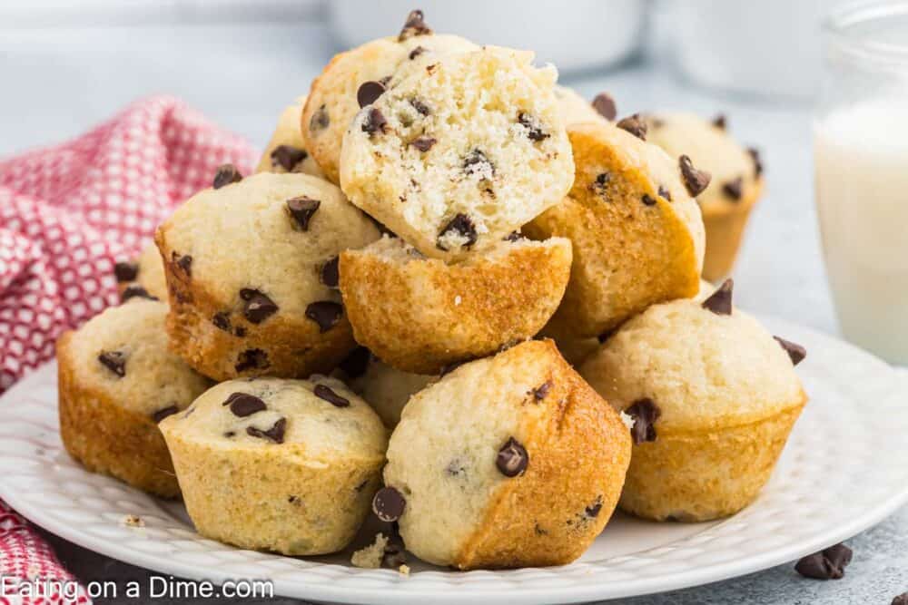 Mini Chocolate Chip Muffins - Eating on a Dime