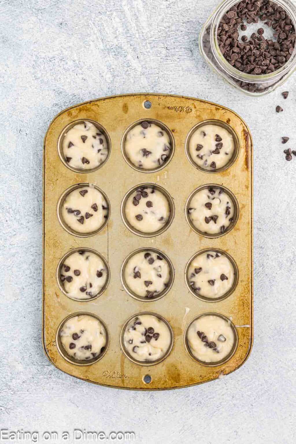 Mini Chocolate Chip Muffins - Eating on a Dime