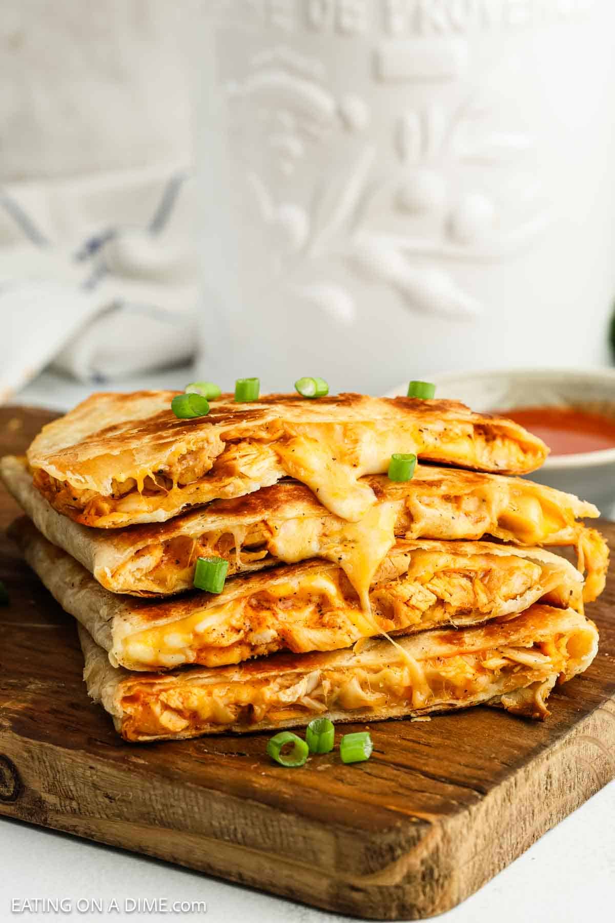 Buffalo Chicken Quesadillas Ready in Minutes - Eating on a Dime
