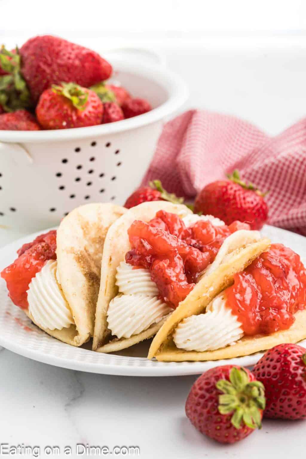 Strawberry Cheesecake Tacos - Eating on a Dime