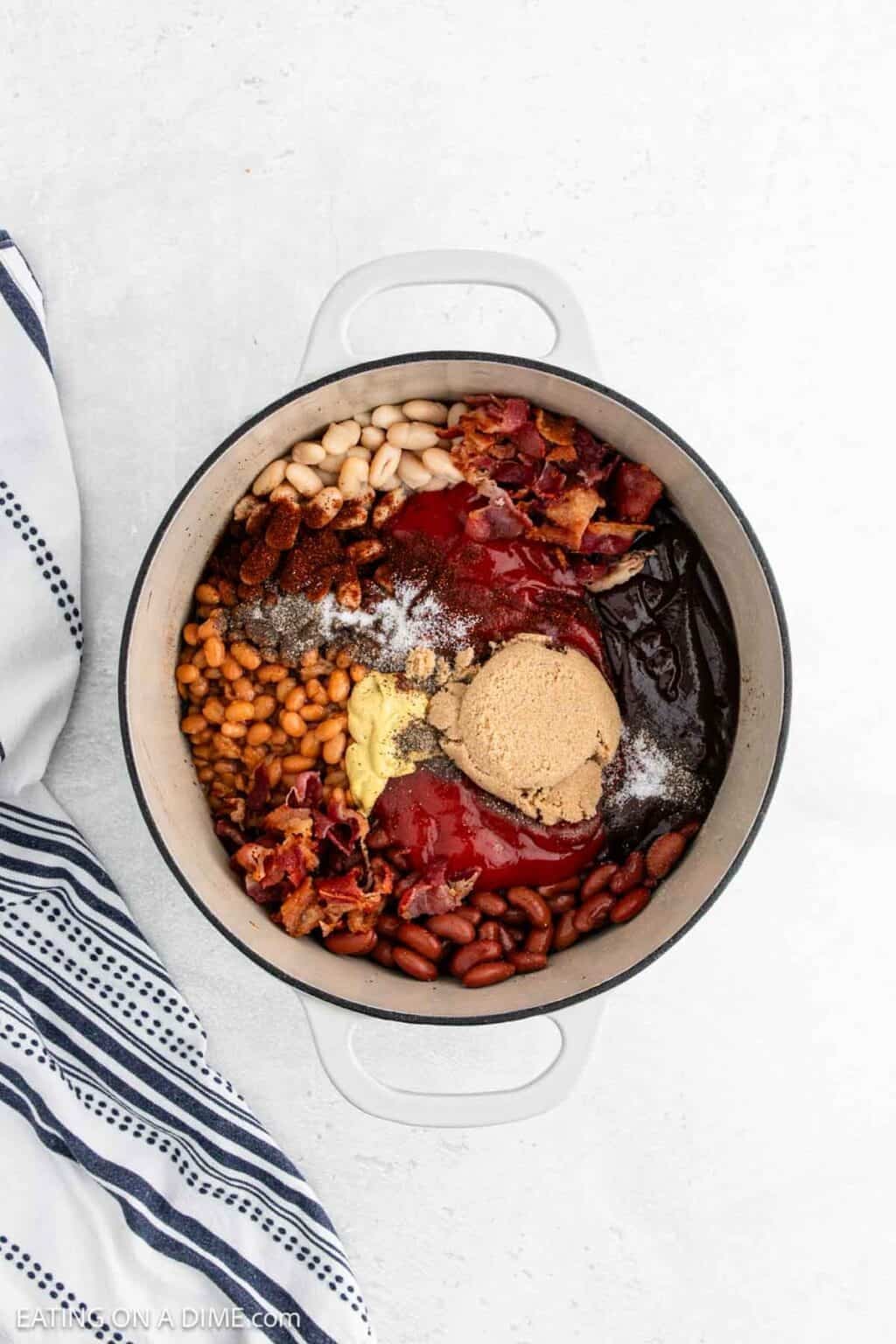 Smoky Cowboy Beans with Bacon & Beef - Eating on a Dime