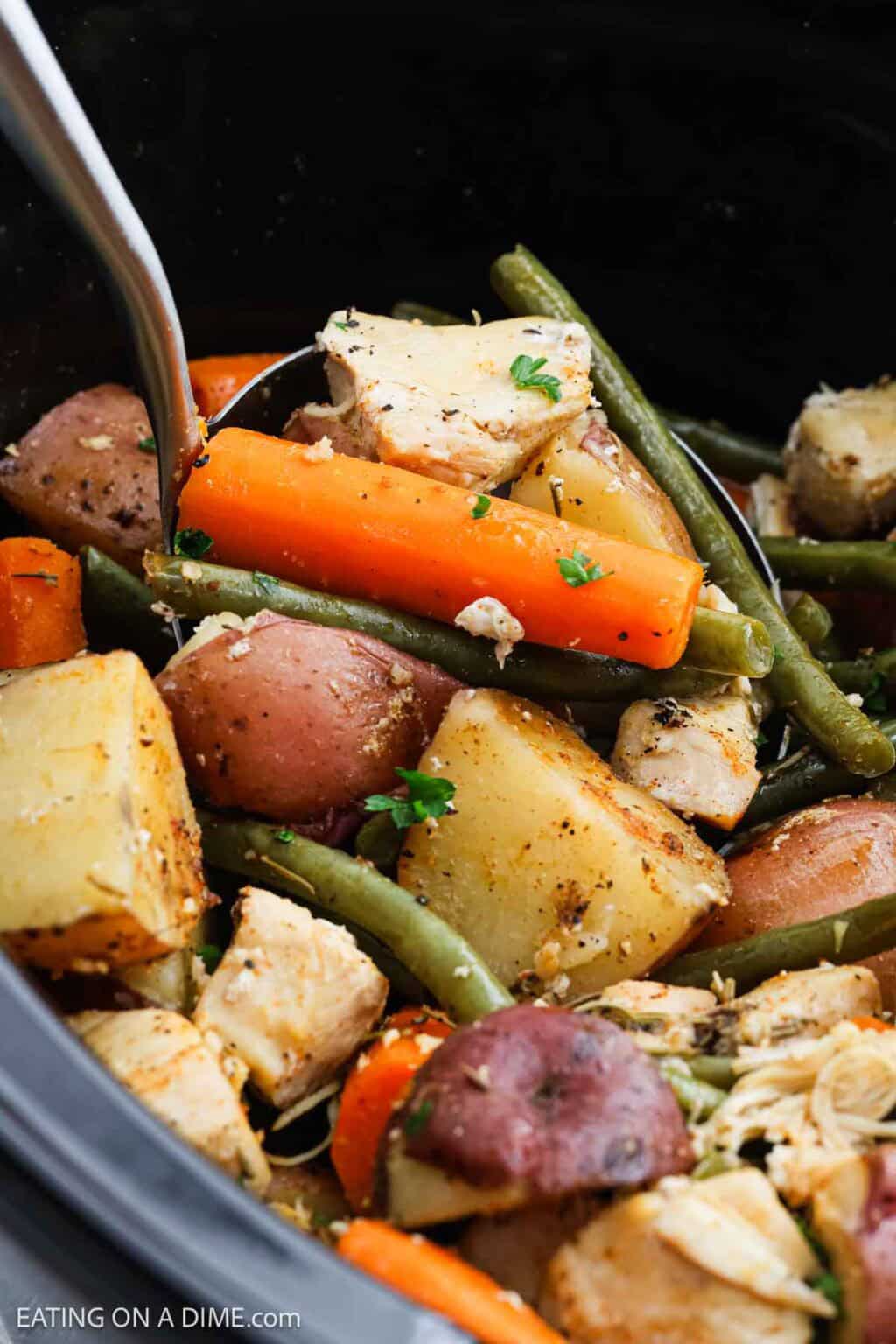 Slow Cooker Chicken and Vegetables - Eating on a Dime