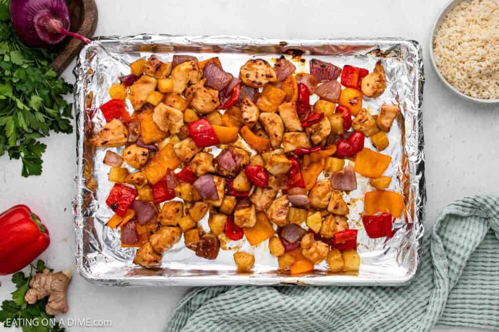 Hawaiian Chicken Sheet Pan: Easy Dinner Idea - Eating on a Dime