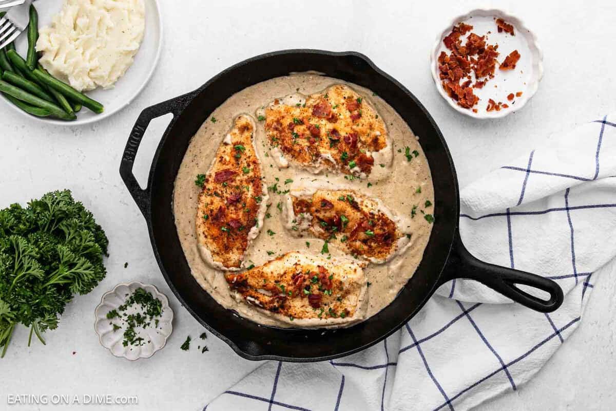 Smothered Chicken: Quick One Skillet Meal - Eating on a Dime