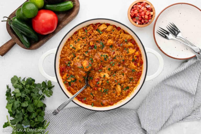 Queso Chicken & Rice - One Pan & Cooks in 35 Minutes - Eating on a Dime